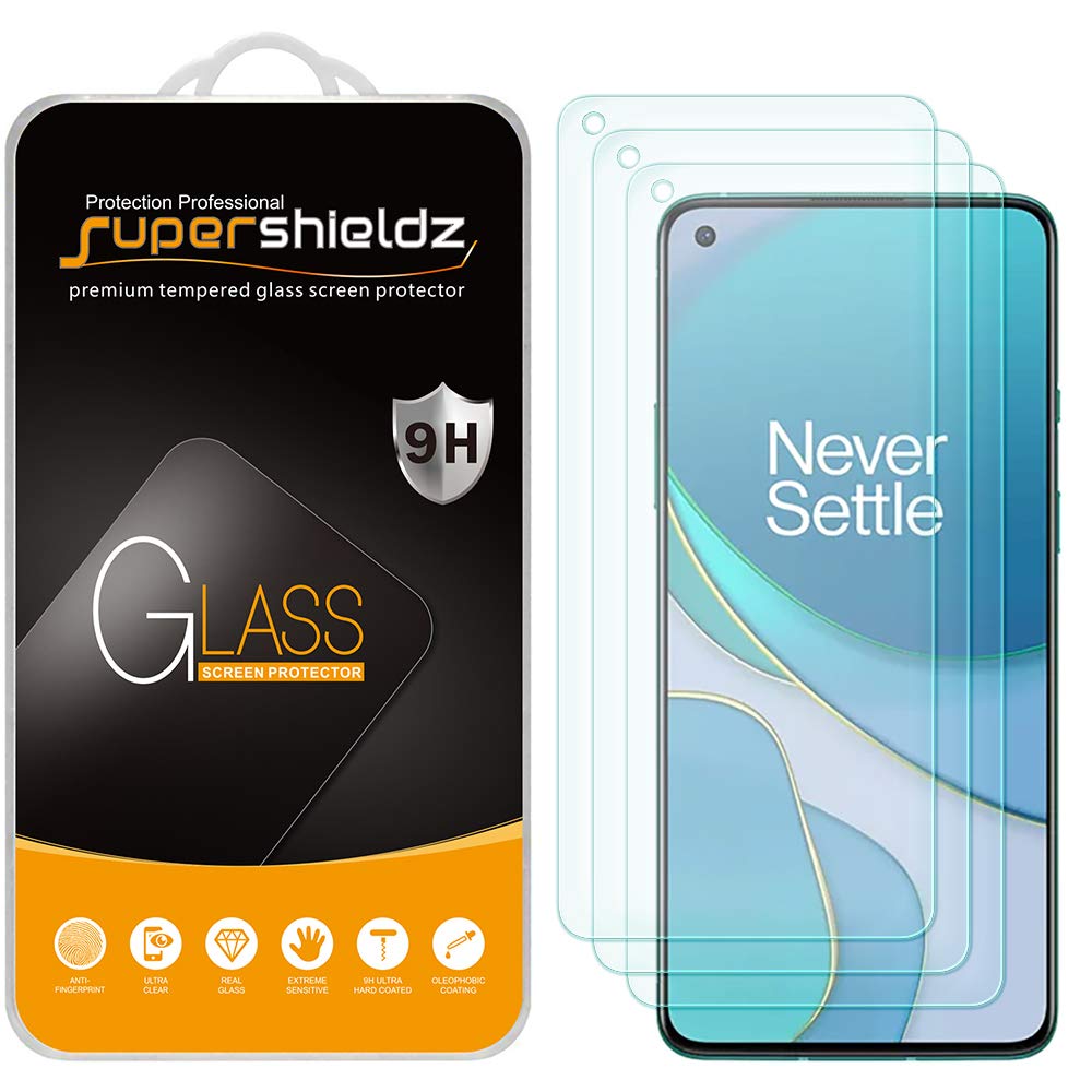 Supershieldz (3 Pack) Designed for OnePlus 8T 5G and OnePlus 8T+ / Plus 5G Tempered Glass Screen Protector, Anti Scratch, Bubble Free