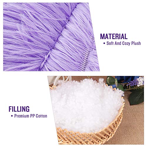 Luciphia Round Dog Cat Bed Donut Cuddler, Faux Fur Plush Pet Cushion for Large Medium Small Dogs, Self-Warming and Cozy for Improved Sleep Purple, Small (20" x20")