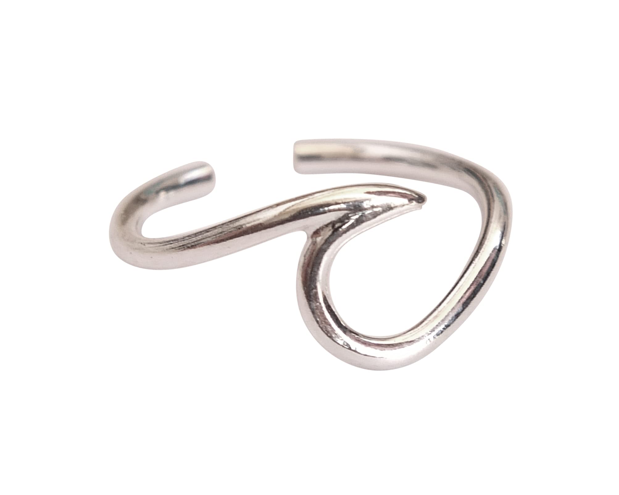 Handmade Wave Band Adjustable Toe Ring, 925 Sterling Silver, Thin Dainty Open Toe, Pinky or Knuckle Rings for Women, By MiYa Jewelry Creations