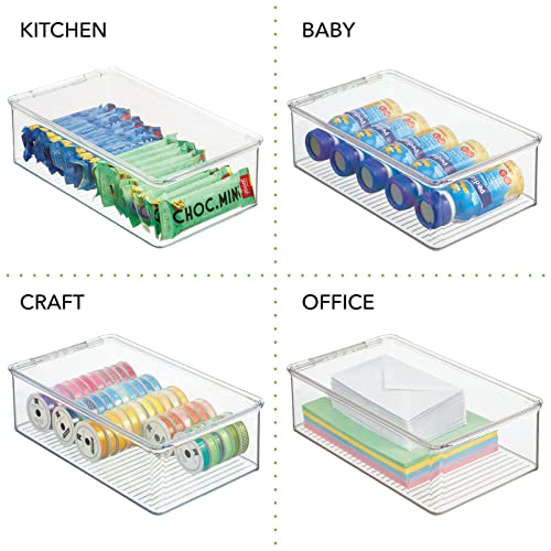 mDesign Plastic Closet Organizer Box Containers with Hinged Lid for Bedroom Shelves/Cabinets, Holds Flats, Sandals, Sneakers, Dress Shoes, Heels, Booties, and Wedges, Lumiere Collection, 8 Pack, Clear