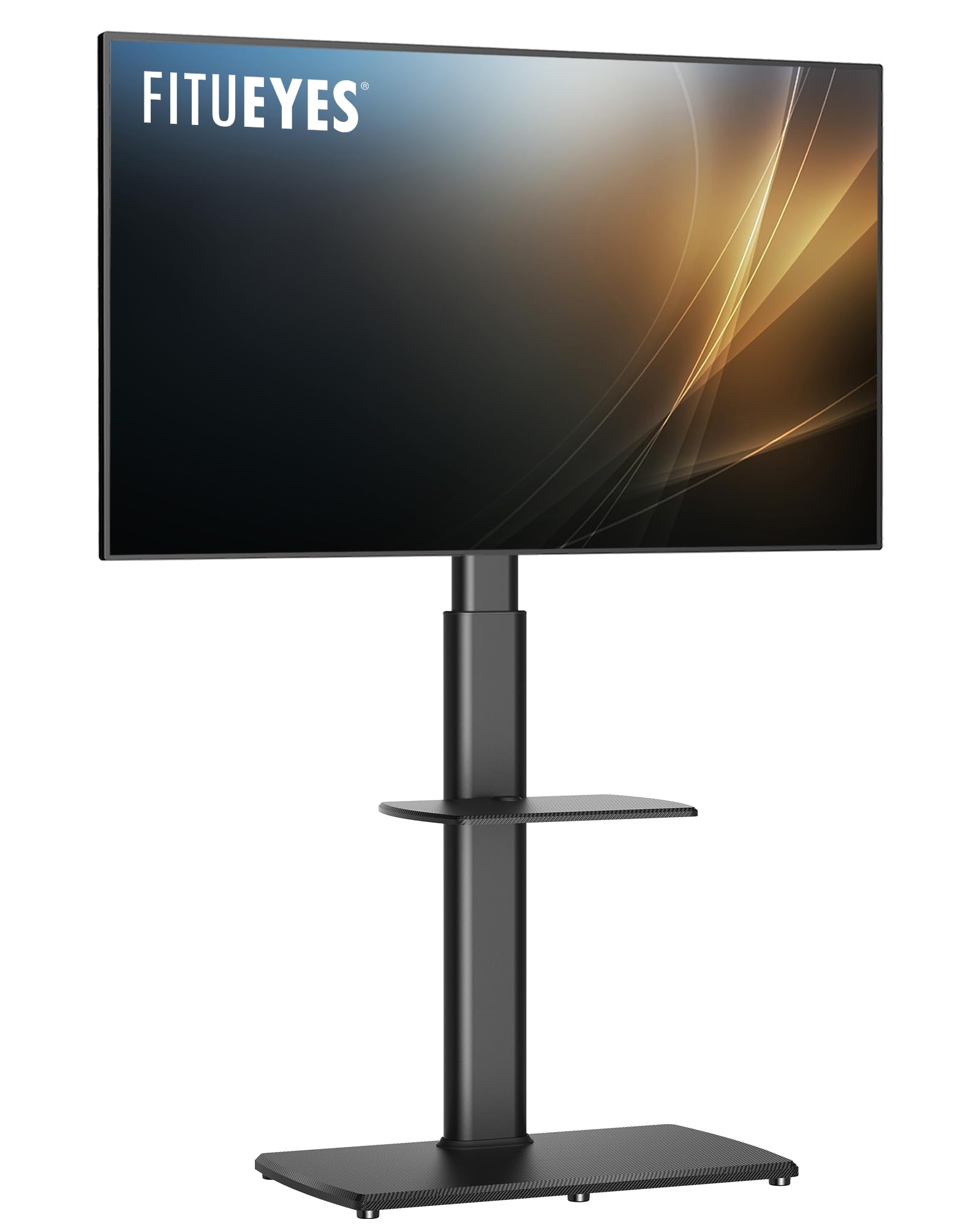 FITUEYES Swivel Floor TV with Wood Base for 32-75 inch TVs Modern Corner TV Stands for Bedroom Height Adjustable Universal Swivel TV VESA 600x400 mm