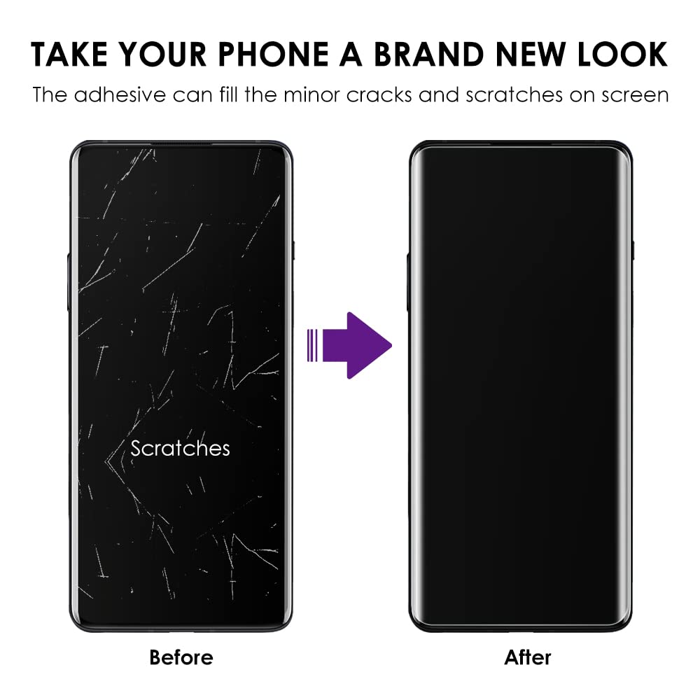 Akcoo [3 Pack OnePlus 7 / 7T Screen Protector, Tempered Glass UV Set, Full Transparency, Scratch Repair, Sensitive Touch,Fingerprint-ID Compatible