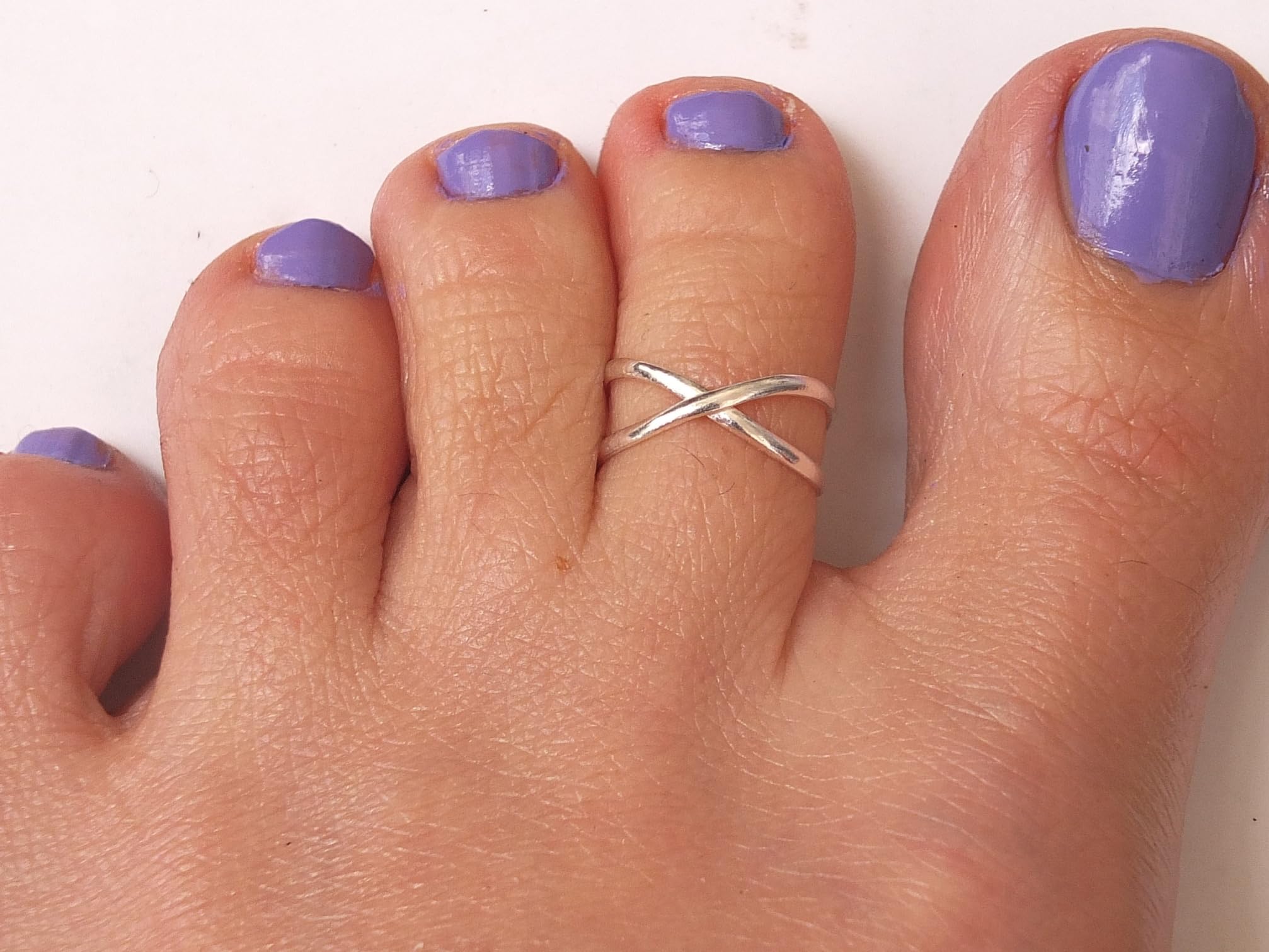 Handmade Silver Criss-Cross X Adjustable Toe Ring, 925 Sterling Silver, Elegant Dainty Open Toe, Pinky or Knuckle Rings for Women, By MiYa Jewelry Creations