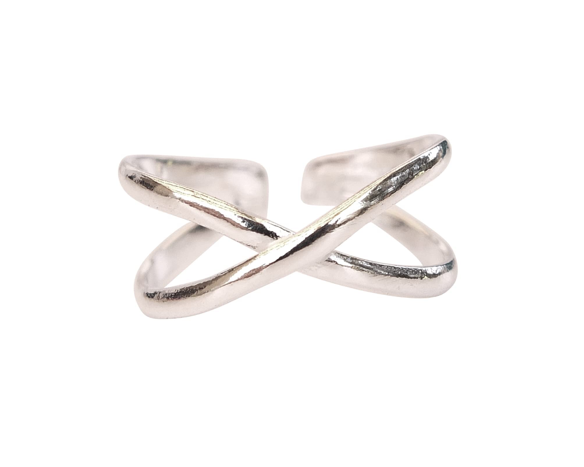 Handmade Silver Criss-Cross X Adjustable Toe Ring, 925 Sterling Silver, Elegant Dainty Open Toe, Pinky or Knuckle Rings for Women, By MiYa Jewelry Creations