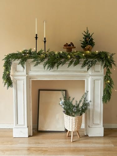6FT PARTY JOY Seasonal Artificial Christmas Garland with Lights Pine Needle Cypress Garland for Holiday Winter Indoor Outdoor Decor