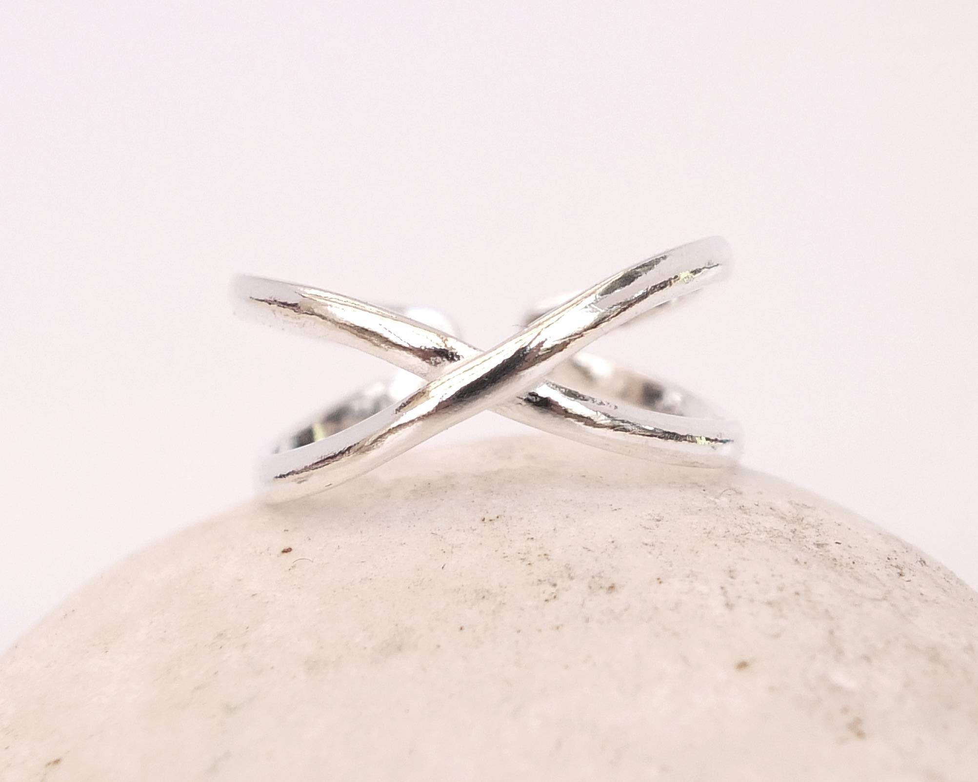 Handmade Silver Criss-Cross X Adjustable Toe Ring, 925 Sterling Silver, Elegant Dainty Open Toe, Pinky or Knuckle Rings for Women, By MiYa Jewelry Creations