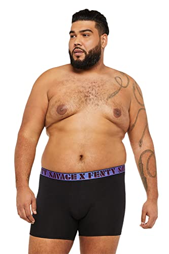 Savage X Fenty, Men's, Savage X Boxer Briefs with Iridescent Logo Waistband, Caviar, M