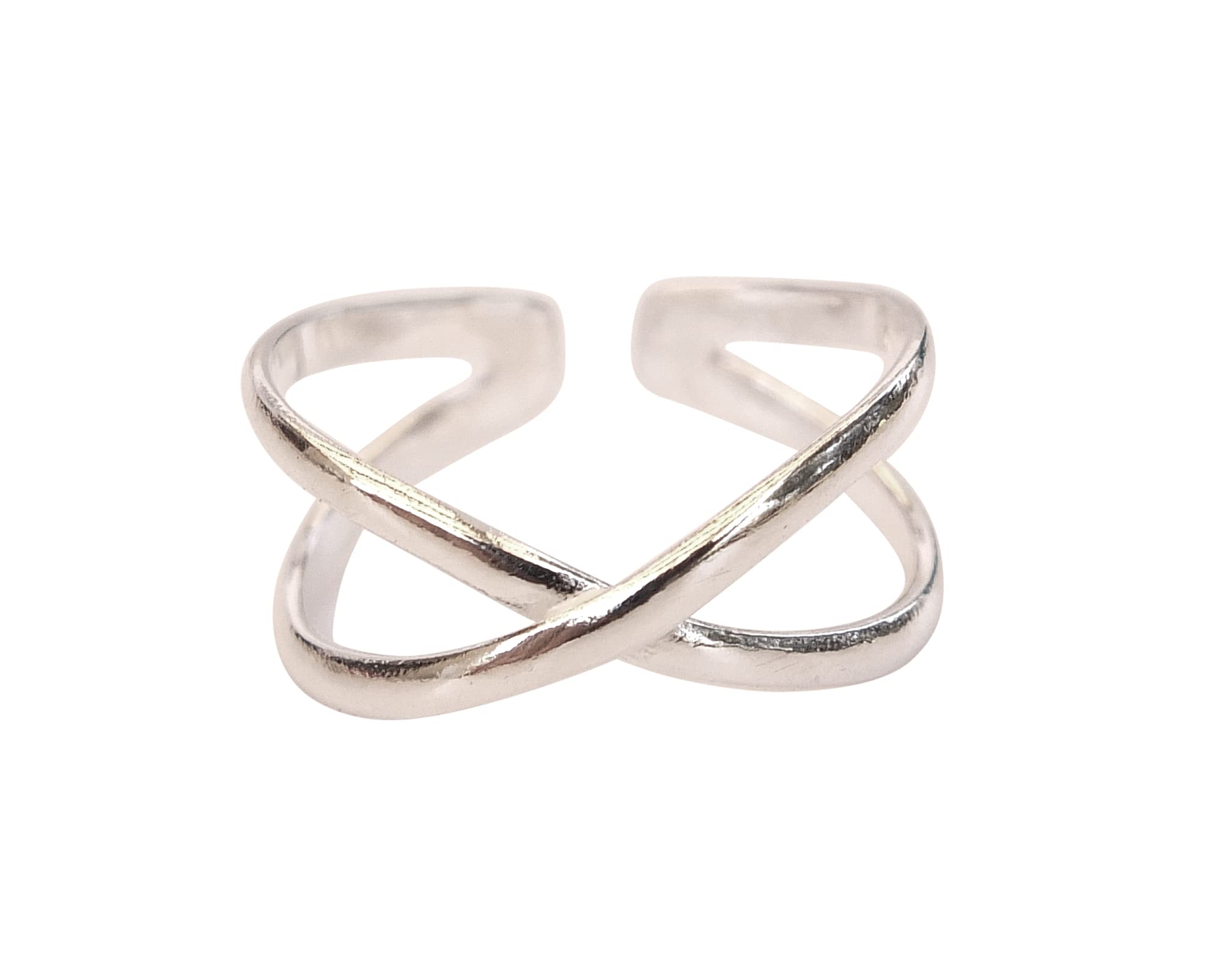Handmade Silver Criss-Cross X Adjustable Toe Ring, 925 Sterling Silver, Elegant Dainty Open Toe, Pinky or Knuckle Rings for Women, By MiYa Jewelry Creations