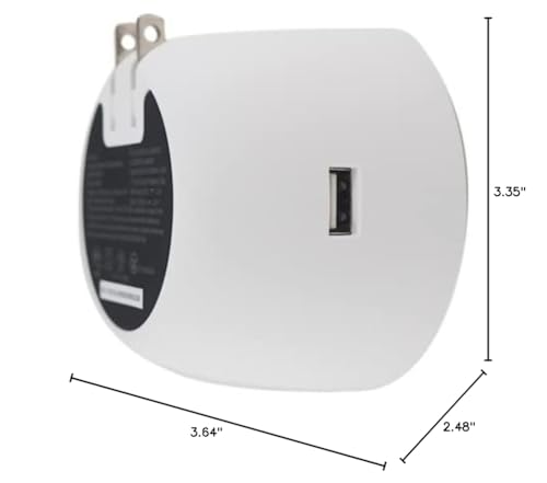 OC Acoustic Newport Plug-in Outlet Speaker with Bluetooth 5.1 and Built-in USB Type-A Charging Port (Gray/White)