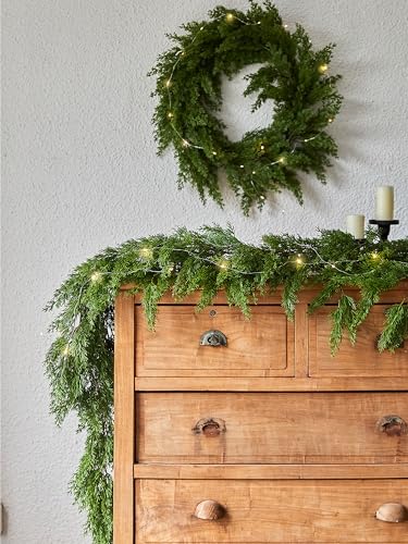 6FT PARTY JOY Seasonal Artificial Christmas Garland with Lights Pine Needle Cypress Garland for Holiday Winter Indoor Outdoor Decor