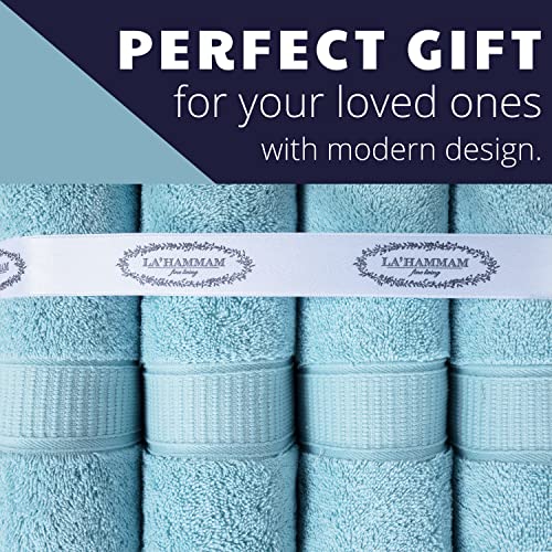 LA HAMMAM - 6 Pack 16β Γ 28β Turkish Cotton Hand Towels for Bathroom, Face, Hotel, Gym, & Spa | Extra Soft Feel Fingertip, Quick Dry and Highly Absorbent Luxury Premium Quality Towel Set - Aqua