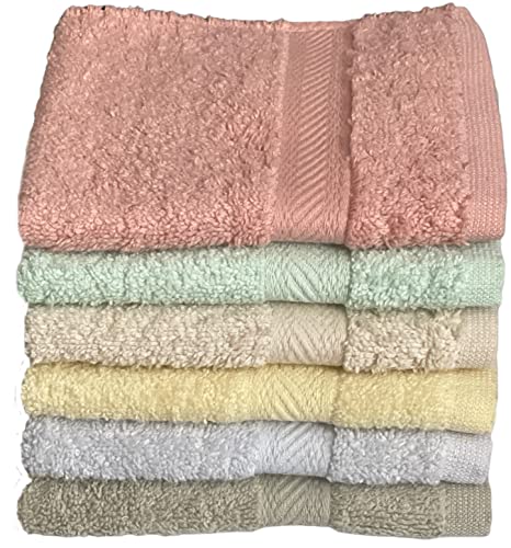 Washcloths, Set of 12 - 100% Ring Spun Cotton Wash Cloth β Thick Loop Pile Washcloth - Extra Absorbent and Soft β Lint Free Face Towel β Perfect for Bathroom Machine Washable Size 13 X 13 inch.