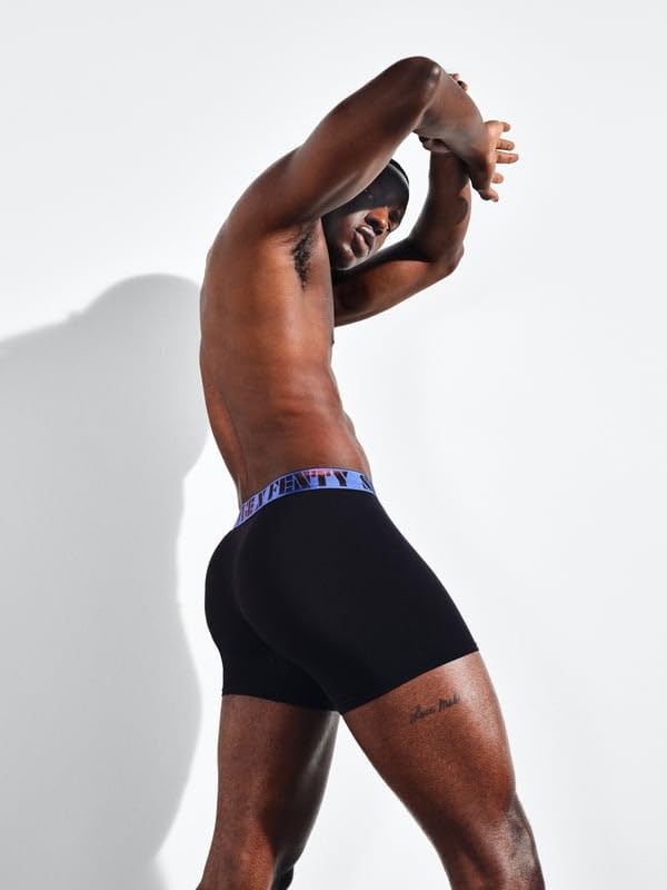 Savage X Fenty, Men's, Savage X Boxer Briefs with Iridescent Logo Waistband, Caviar, M