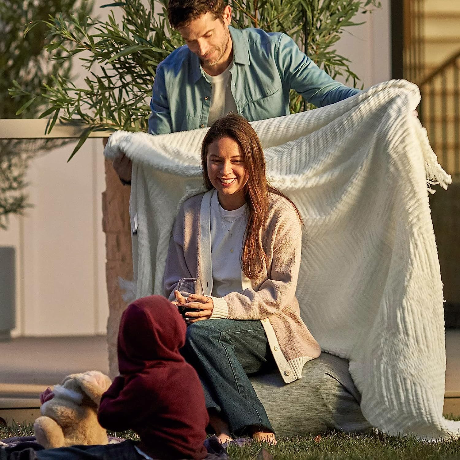 Bedsure White Throw Blankets for Couch - Textured Knit Woven Chenille Blanket - Super Soft, Warm Decorative Boho Throw with Tassels for Bed, Sofa and Living Room, Cream White, 50x60 Inches