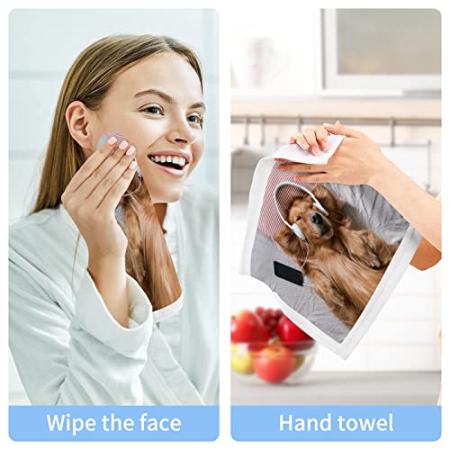 KEEPREAL 2 Pack Golden Retriever Dog Washcloths Set - Highly Absorbent Pure Cotton Wash Clothes - Soft Fingertip Towel for Bath, Spa