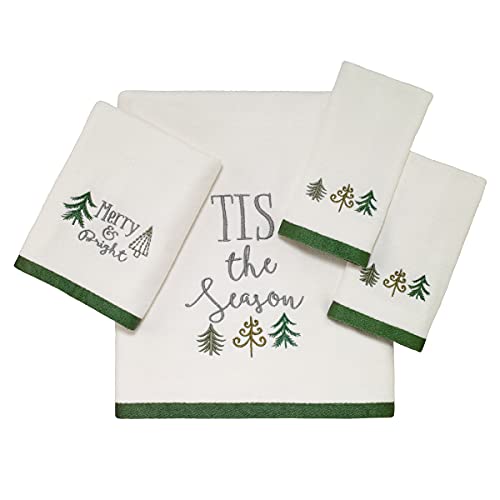 Avanti Linens Christmas Trees Collection Hand Towel, White