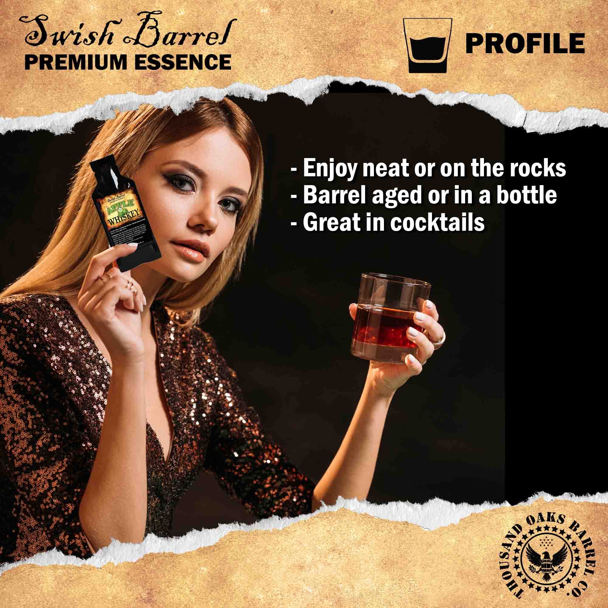 Apple Whiskey Essence | Bootleg Kit Refills | Thousand Oaks Barrel Co. | Gourmet Flavors for Whisky Sour Cocktails | Old Fashioned Mixers and Cooking | 20ml .65oz Packets