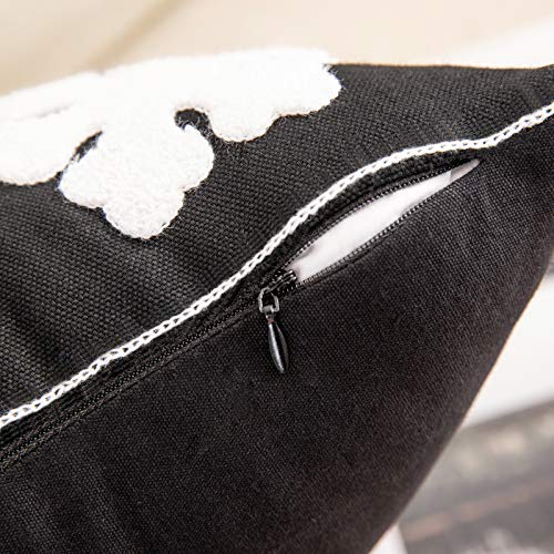 MIULEE Pack of 2 Christmas Decorative Snowflake Throw Pillow Covers Canvas Embroidery Cushion Cases Holiday Decor Soft Pillowcases for Winter Couch Sofa Bedroom Car(Black, 18x18in)