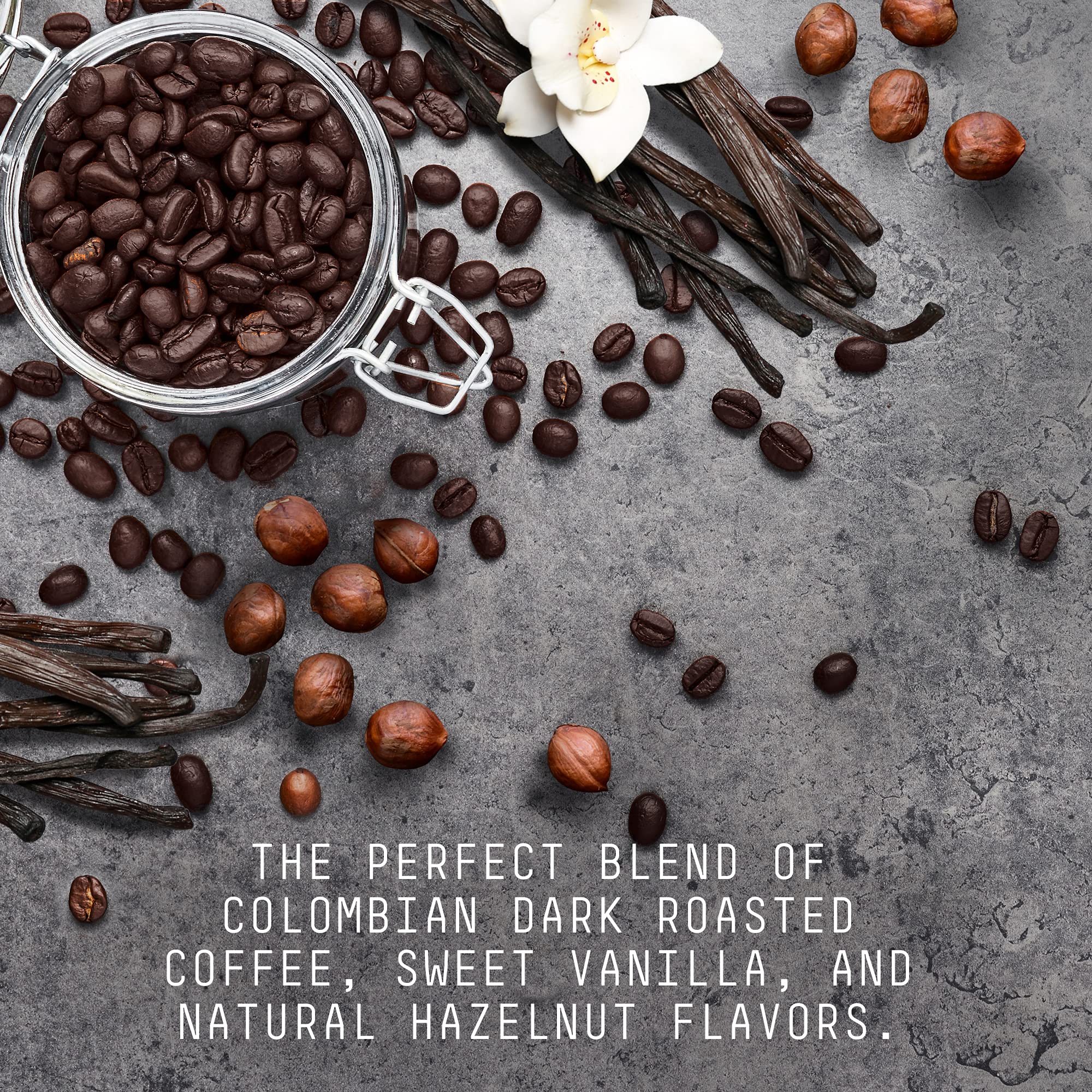 Stone Street Cold Brew Flavored Coffee, Natural Vanilla Hazelnut Flavor, Low Acid, 100% Colombian, Gourmet Coffee, Coarse Ground, Dark Roast, 1 LB