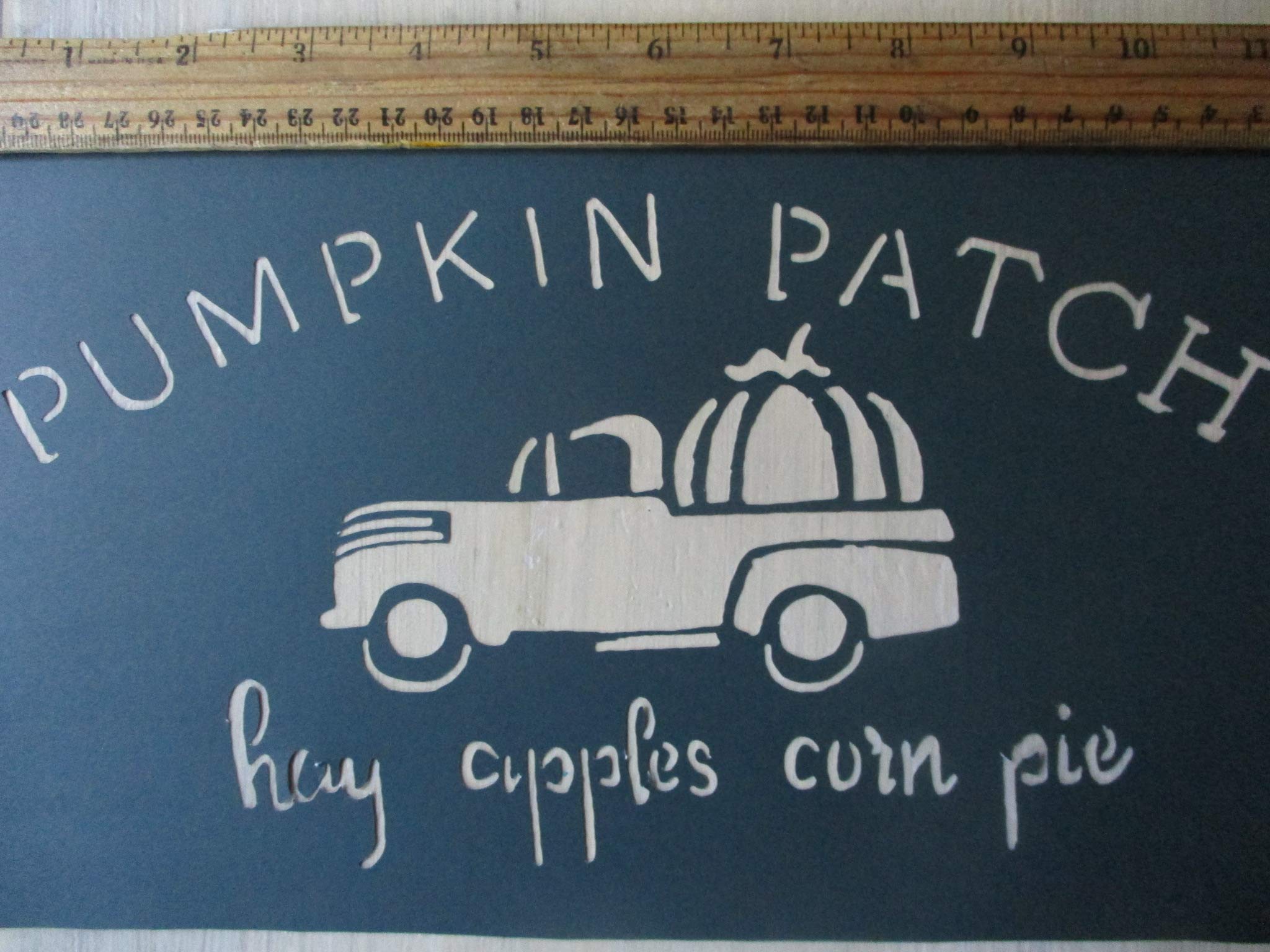 Vintage look PUMPKIN PATCH vintage truck hay apples corn pies antique primitive look MADE IN THE USA cardstock STENCIL. new calligraphy YOU RECEIVE QTY 2