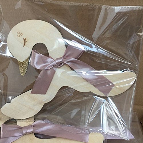Milageto 4pcs Children Baby Boy Girl Swan Wooden Hangers House