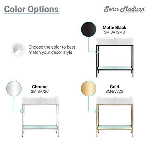 Pierre 32 Single, Freestanding, Open Shelf, Matte Black Metal Frame Bathroom Vanity