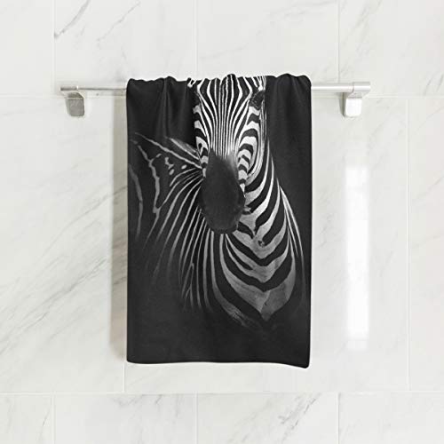 African Zebra Print Animal Pattern Hand Towel Yoga Gym Cotton Face Spa Towels Absorbent Multipurpose for Bathroom Kitchen Hotel Home Decor Set 15x30 Inch