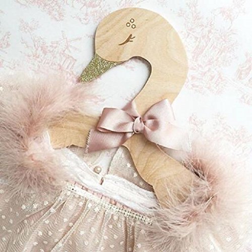 Milageto 4pcs Children Baby Boy Girl Swan Wooden Hangers House