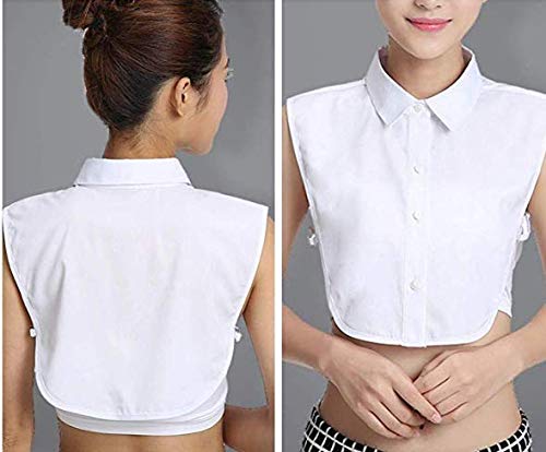 Shinywear Women's Fake Collar Detachable Collar Shirt Attachment, White Dickey False Collar, Mock Collar Half Blouse for Lady Girls Favors(2pcs White Pointed Collar)