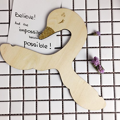Milageto 4pcs Children Baby Boy Girl Swan Wooden Hangers House