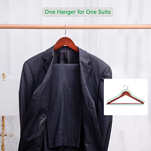 Nature Smile Wooden Suit Hangers 30 Pack Solid Wood Coat Clothes Hangers with Non Slip Bar and 360° Swivel Hook(Cherry Color)…