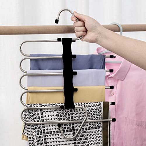 APARE - Storage Solutions Space Saving Pants Hanger-2 Pack for Closet Multiple Layers Multifunctional Uses Rack Organizer for Trousers Skirts Scarves Anti-Slip Design