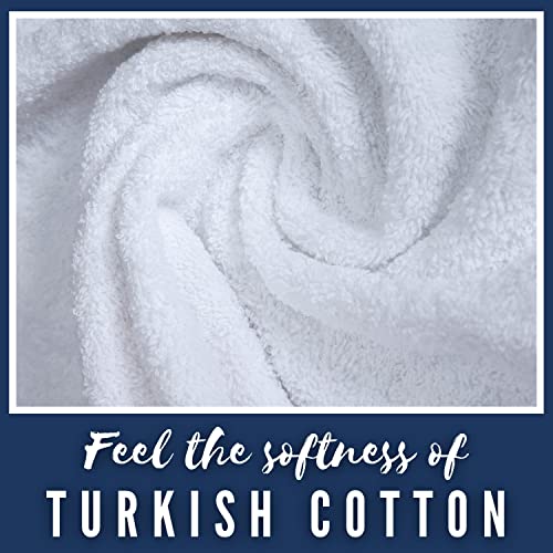 Monogrammed Towels, Luxury Turkish Genuine Cotton Personalized Towel Washcloths for Bathroom, Kitchen, Hotel, Spa, Gym & College Dorm, 2 Pack Washcloth Set for Body & Face, Baby and Adults, White