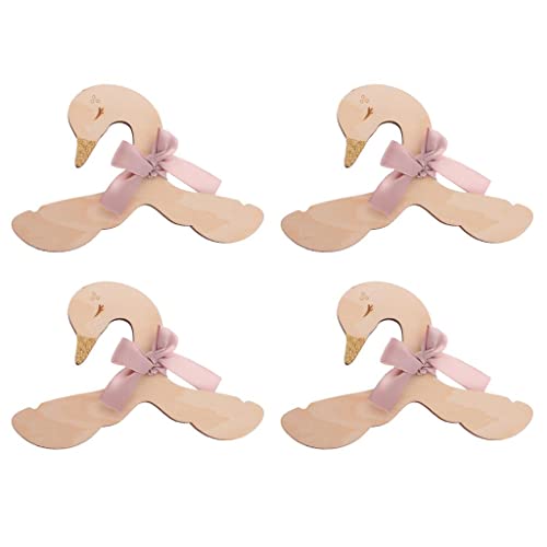 Milageto 4pcs Children Baby Boy Girl Swan Wooden Hangers House
