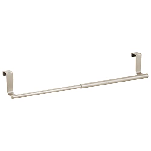 mDesign Adjustable, Expandable Over Kitchen Cabinet Towel Bar Rack - Hang on Inside or Outside of Doors, Hold Hand, Dish, Tea Towels - Customizable to 17" Wide, Omni Collection - Satin
