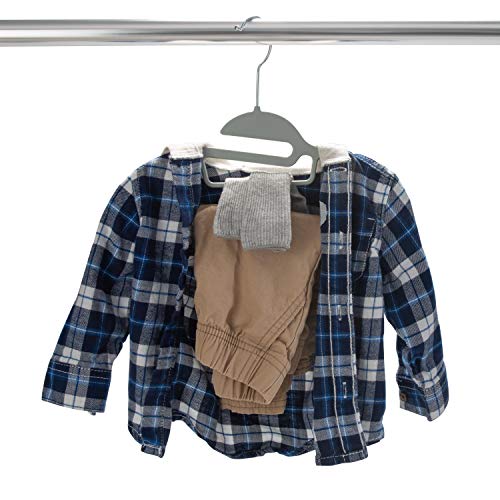 Simplify Kids 12 Pack Collar Ultimate Hangers, Non Slip Slim Space Savers, No More Stretching Baby Clothes, Light Grey (3229-LGREY)