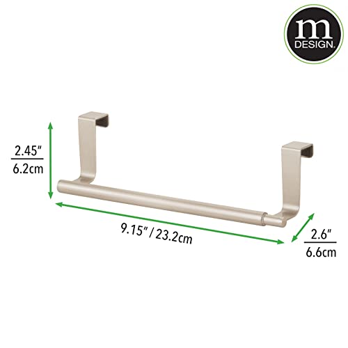 mDesign Adjustable, Expandable Over Kitchen Cabinet Towel Bar Rack - Hang on Inside or Outside of Doors, Hold Hand, Dish, Tea Towels - Customizable to 17" Wide, Omni Collection - Satin