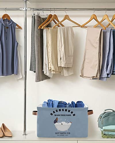 Funny Animal Storage Bins for Organizing, Decorative Large Closet Organizers with Handles Cubes - 2 Pack Fabric Baskets for Shelves, Closets, Laundry, Nursery, Dachshund Dog Taking a Shower