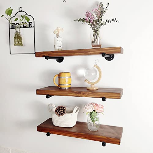 Pipe Shelf Brackets 9 inch, Industrial Floating Shelving Bracket 10 Pack, Wall Mounted DIY Hanging Rustic Pipe Brackets for Floating Shelves, Black, HOME MASTER HARDWARE