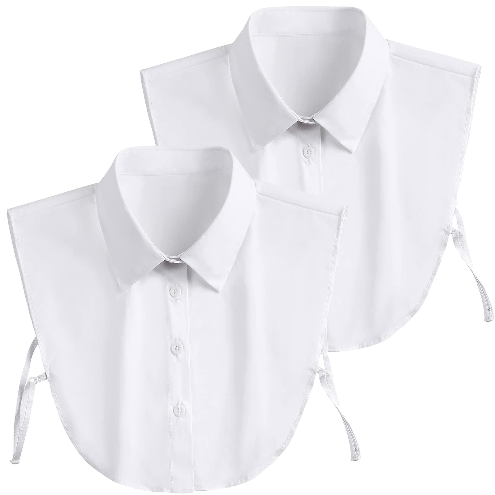 Shinywear Women's Fake Collar Detachable Collar Shirt Attachment, White Dickey False Collar, Mock Collar Half Blouse for Lady Girls Favors(2pcs White Pointed Collar)