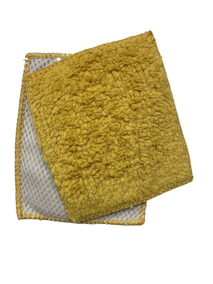 Janey Lynn Designs Spicy Mustard Yellow Shrubbies 5" x 6" Cotton Washcloth - 2 Pack