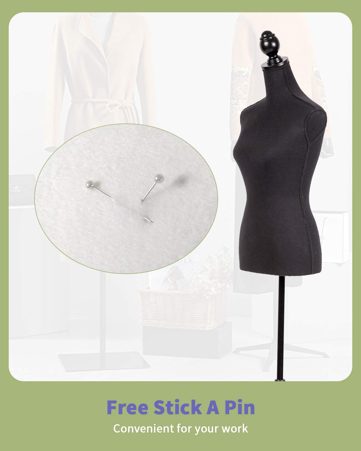 Mannequin Torso Manikin Dress Form 59-67 Inch Height Adjustable Female Dress Model Display Torso Body Tripod Stand Clothing Forms (Black, 59-67 Inches)