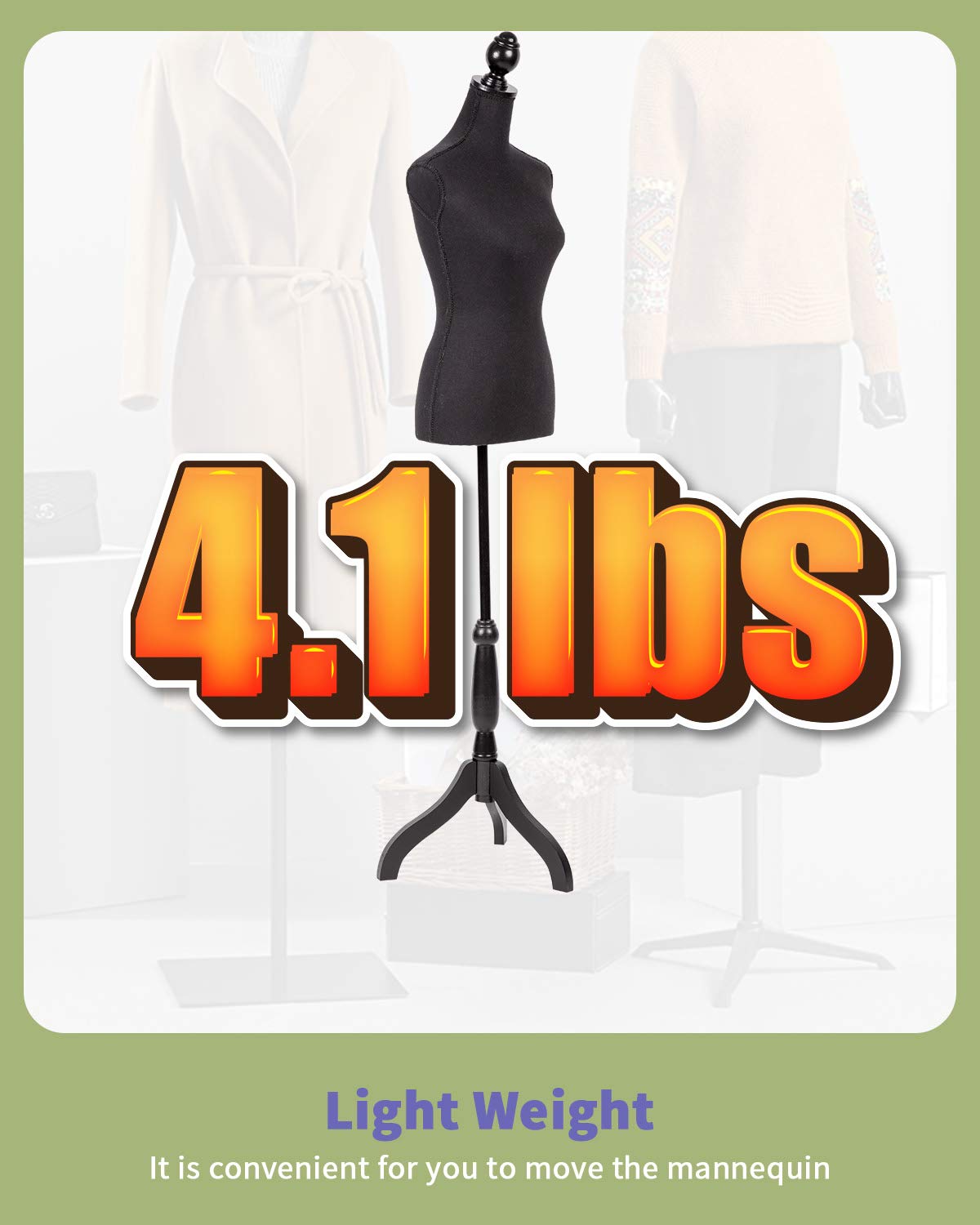 Mannequin Torso Manikin Dress Form 59-67 Inch Height Adjustable Female Dress Model Display Torso Body Tripod Stand Clothing Forms (Black, 59-67 Inches)