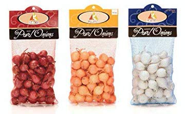 Kejora Fresh Pearl Onions Combination ( Yellow, White and Red ) 3 x 10 oz ( 1 pack per color)