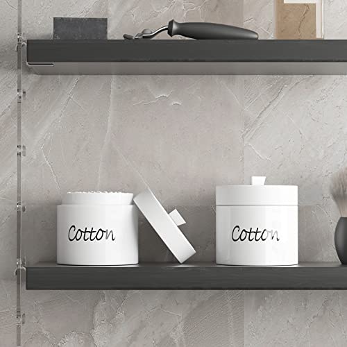 LEETOYI Ceramic Cotton Swabs Holder Organizer with Lid,Storage Canisters for Cotton Swabs White