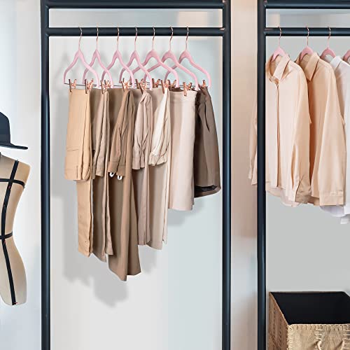 HOUSE DAY Velvet Skirt Hangers 24 Pack and Velvet Hangers 50 Pack, Non Slip Hangers Set