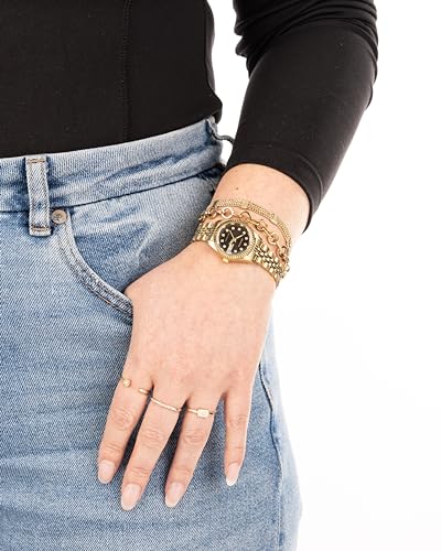 Armitron Women's Japanese Quartz Dress Watch with Stainless Steel Strap, Gold, 10 (Model: 75/2475BKGP)