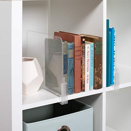 Richards Acrylic Closet Shelf Divider and Separator 4 Pack- Great for Storage and Organization in Bedroom, Bathroom, Kitchen and Office Shelves, Clear