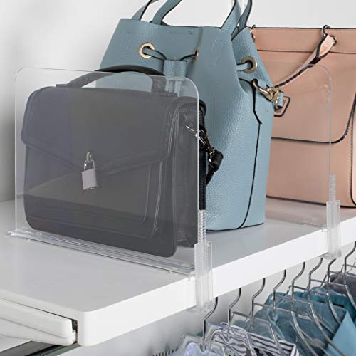 Richards Acrylic Closet Shelf Divider and Separator 4 Pack- Great for Storage and Organization in Bedroom, Bathroom, Kitchen and Office Shelves, Clear