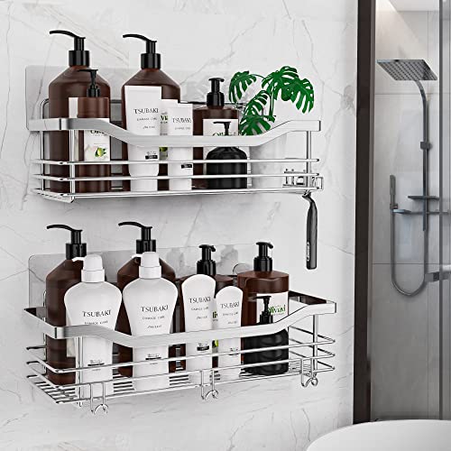 Orimade Adhesive Shower Caddy 2 Pack bundle with Adhesive Hook Sticker 2 Pack